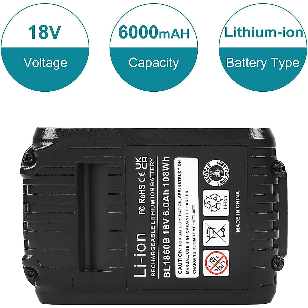 Aoasur 2023 Upgrade Version 6.0Ah Replacement for Makita 18V Battery 2Packs, Same Color as Makita Tool, fits All Makita 18V Tools and OEM Charger