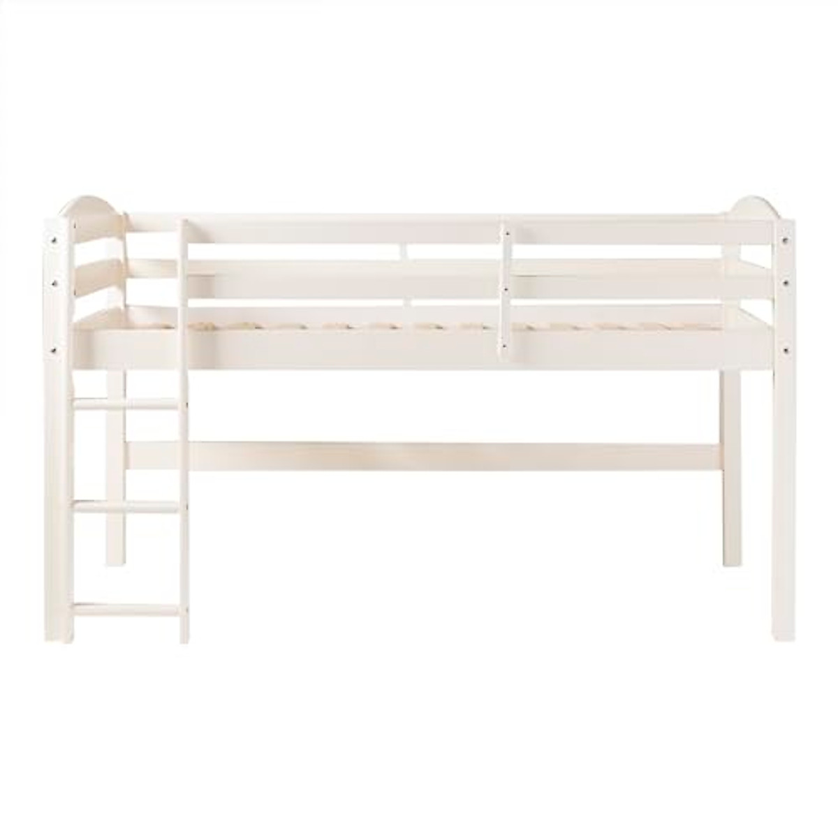 Walker Edison Della Classic Solid Wood Twin over Wood Loft Bunk Bed, Twin Size, White