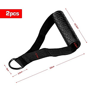 2 Pcs Resistance Bands Handle, Cable Machine Attachments Fitness Grips Strap Stirrup Handle with ABS Cores Silicon Grip for Gym Pilates Yoga Crossover Triceps Exercise