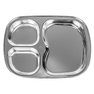 Stainless Steel Divided Plates Tray, 3 Section, Small Size Compact Serving Platter Snack Treat (3, 3 Section)
