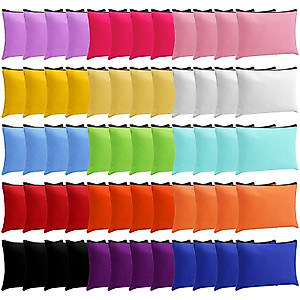 Jetec 60 Pcs Canvas Makeup Bags Bulk Cosmetic Bags Zipper Pouches Multicolor DIY Craft Pencil Bag Pencil Pouch Multipurpose Canvas Toiletry Bag for Travel Women Girls Pencil Craft (4.3 x 7.1 Inch)