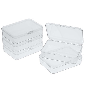 5 Pcs Mini Plastic Storage Containers Box with Lid, Small Storage Containers Travel Case 4x3x1 Inches Clear Rectangle Box Organizer for Collecting Small Items, Beads, Jewelry, Cards, Crafts