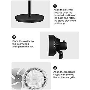 PELONIS Air Circulator Fan | 2 In 1 Table Pedestal Fan | Adjustable Height| 75-Degree Tilt |7-inch airfoil fan blades| 3 Speeds | Low Noise |Solid Base| for Home, Office, Dorm | Black