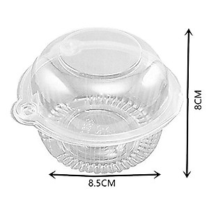 BlueSnail 50 pieces Plastic Single Individual Cupcake Muffin Dome Holders Cases Boxes Cups Pods