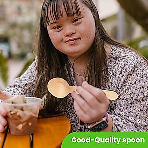 Concession Essentials Disposable Wooden Cutlery Spoons, Compostable and Earth Friendly, 6.25 Inch Length - Pack of 100 Spoons