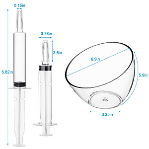 24 Pcs 10 ml Shot Syringes Plastic and 2 Pcs Cups Acrylic Party Liquid Shot Syringe for Parties Halloween Christmas Drinks Serving, 0.7 oz
