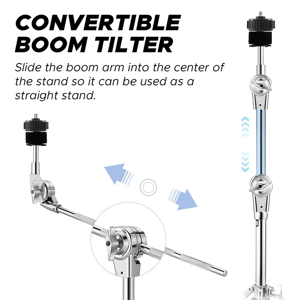 Starfavor Boom Cymbal Stand Double Braced Legs Adjustable Height 22"-49", Heavy Weight Stand for Sturdiness with Non-Slip Rubber Feet ( ST 800)