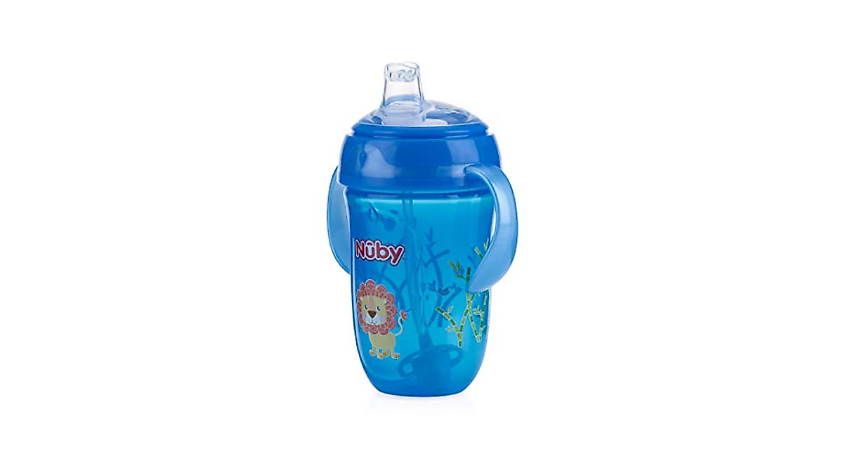 Nuby 2 Pack Comfort Trainer Cups with 360 Weighted Straw for Safe Drinking