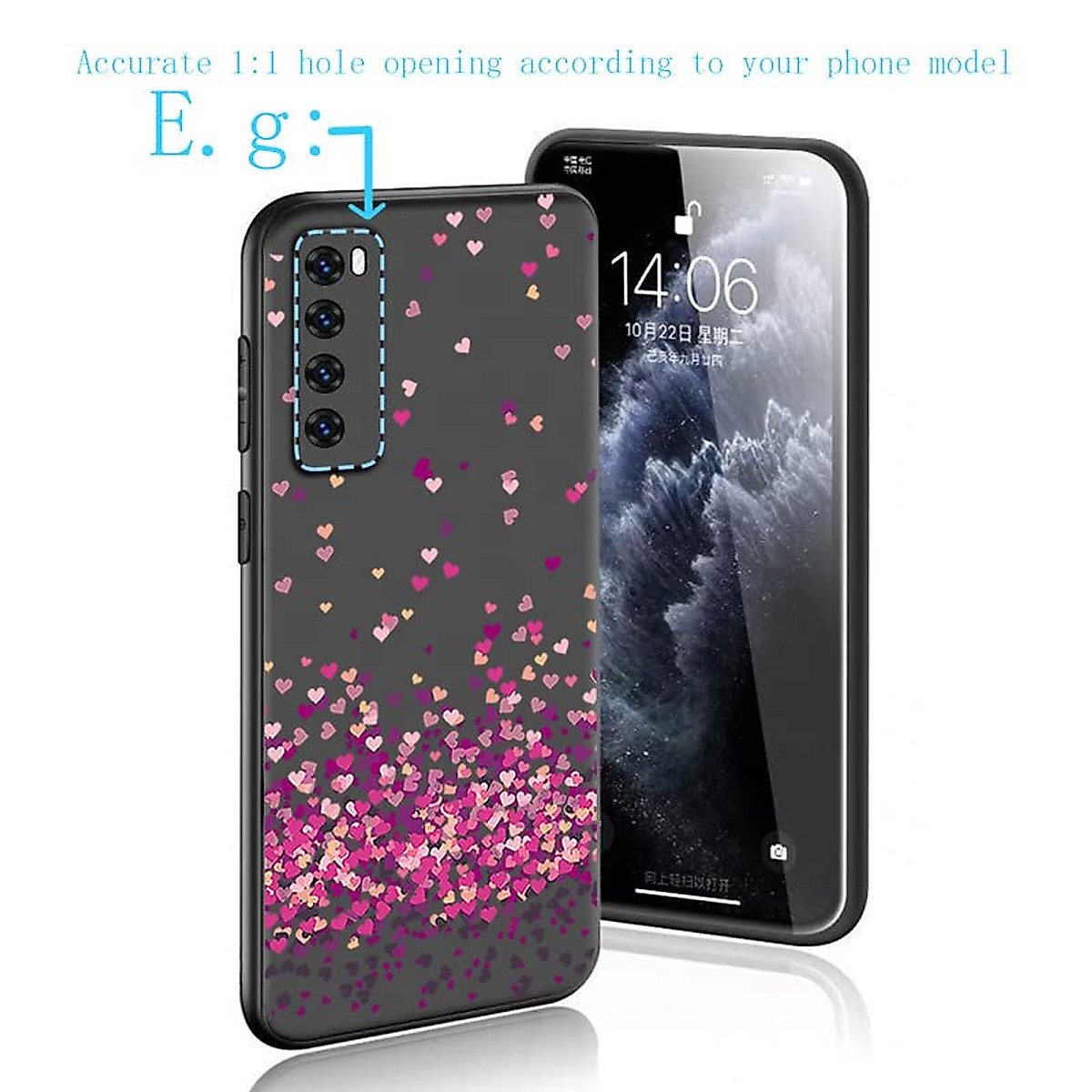 Ikiiqii Cover for Gigaset GS5 Pro (6.30") case Shell Soft Silicone TPU Black Phone Protective Cases + 9H Hardness HD Tempered Glass Screen Protector Film Protection -A lot of Love