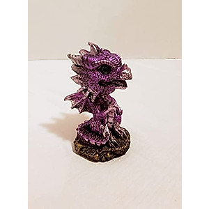 New 3.5" Violet & Silver Bobble Head Sitting Dragon Collectible Figurine Statue