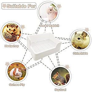 BNOSDM Bunny Litter Box with Grid Dwarf Rabbit Cage Potty Trainer Corner Toilet Small Animal Litter Pan Bedding Box Plastic Detachable Tray for Chinchillas Hedgehogs Ferret Guinea Pigs