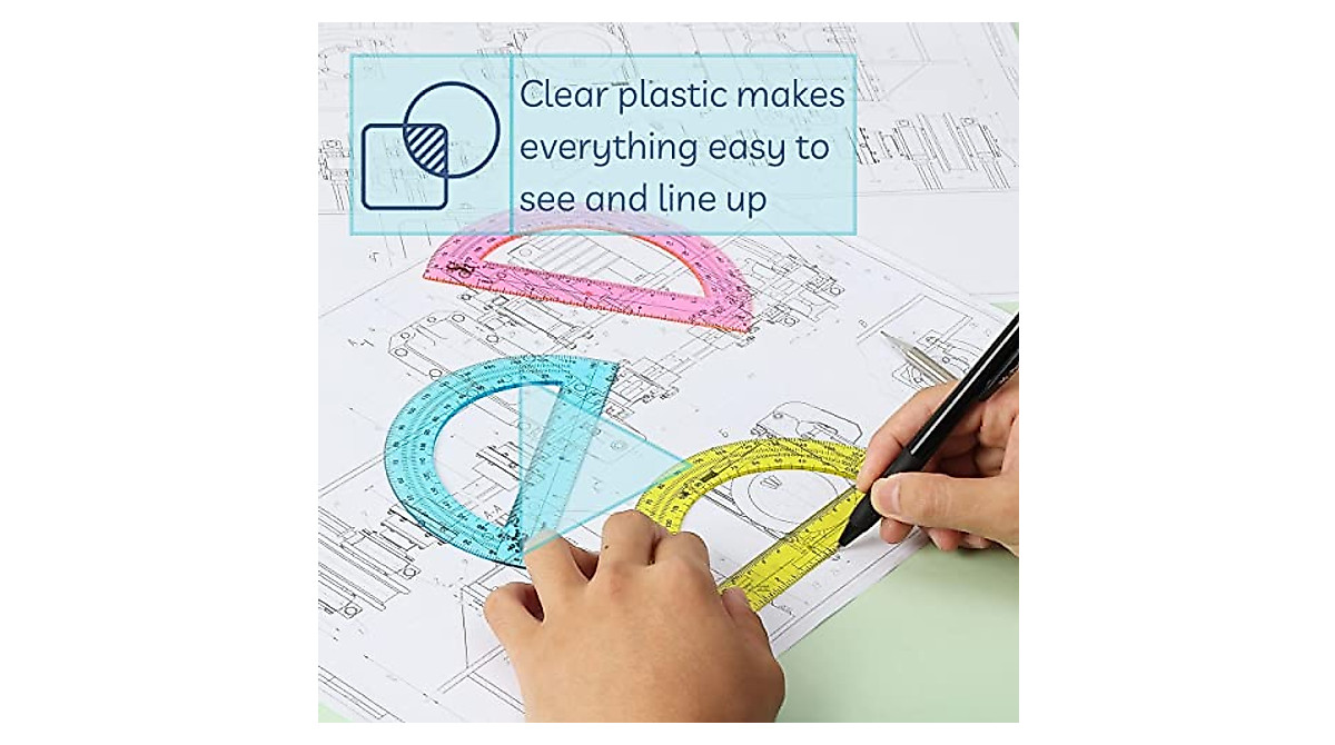 Mr. Pen Colorful Protractors - 3 Pack for Kids' Geometry