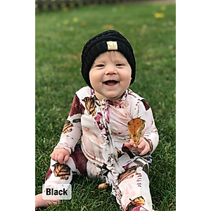 Funky Junque Exclusives Infant Winter Beanie, Newborn Winter Hat 100% Acrylic Material, Ribbed Knit Design, Moisture-Wicking Properties, Baby Beanies 6-12 Months Toddler Winter Hat (Black)