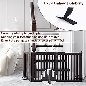 Black Metal Support Feet（Reinforced Version） for Freestanding Pet Gate, Heavy Duty Support Feet with Suction Cup +Velcro Strips Set of 2 for Foldable Pet Gate, Safety Fence Feet for Dog Gate