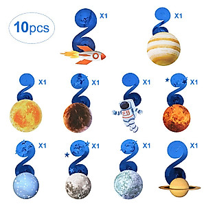 Easy Joy Solar System Hanging Swirl 10 Pieces Decorations Outer Space Party Planets Supplies Space Decorations Star Wars Decorations Galaxy Space Room Decor