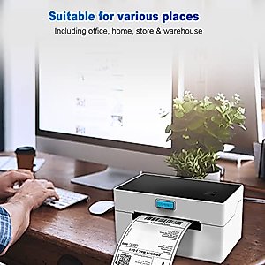 TEROW Thermal Shipping 4x6 Label Printer: Desktop Label Printers with 160mm/s High-Speed Printing and Auto Label Detection Compatible for Small Business, Warehouse and More (with a Label Holder)