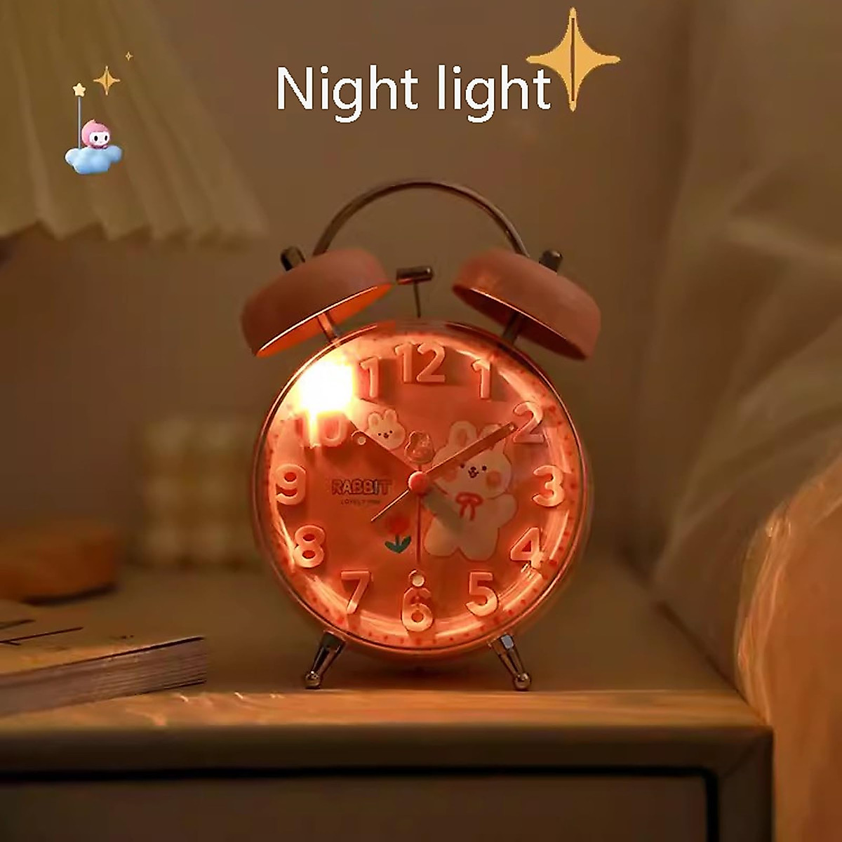 GRFIT Alarm Clocks Loud Alarm Clock for Bedrooms, Analog Alarm Clock, Small Alarm Clock, Cute Design for Kids, Battary Operation, 4 inch Digital Alarm (Color : B)