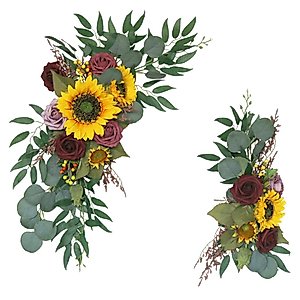 Colcolo 2Pcs Flower Swag Sunflowers Flower Garland Decor for Ceremony Backdrop