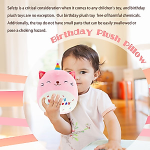 FAFVBING 9 inch Birthday Plush Pillow, Soft Plush Toy, Cute Pink Stuffed Animal, Home Room Decoration, Birthday Gift for Kids Toddlers (Pink Cat)