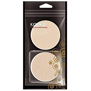 KOOBA 2pcs Round Makeup Sponges with 1 Travel Case, Beauty Face Primer Compact Powder Puff, Blender Sponge Replacement for Cosmetic Flawless Foundation, Sensitive and All Skin Types