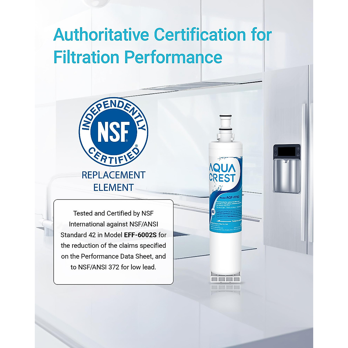 AQUA CREST 4396508 Refrigerator Water Filter, Replacement for Whirlpool® EDR5RXD1, 4396510, NLC240V, Filter 5, 46-9010 (Pack of 3)