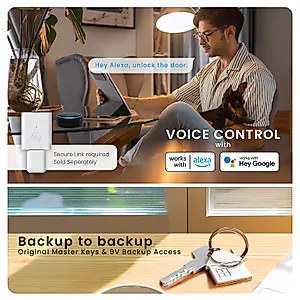 Lockly Secure Pro, Wi-Fi Smart Door Lock, Keyless Entry Door Lock, PIN Genie® Keypad, 3D Biometric Fingerprint Sensor, Voice Control, Auto Lock - Satin Nickel (PGD628WSN) - Latch Edition