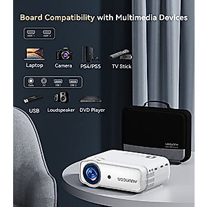 Native 1080P Projector with 5G WiFi and Bluetooth, USSUNNY 9800L HD Movie Projector Outdoor Home Theater Led Video Portable 300'' Display Projector for Phone Wireless Connection