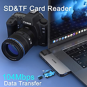 MOKiN USB C Multiport Adapter Hub Mac Dongle for MacBook Pro/Air with 4K HDMI Port, Gigabit ethernet, 2 USB, TF/SD Card Reader, USB-C 100W PD and Thunderbolt 3