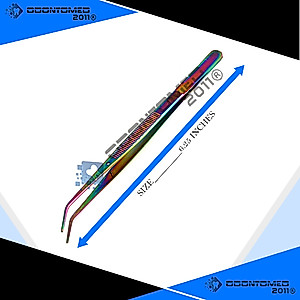 Multi Color Titanium Rainbow Stainless Steel Tweezers, with Curved Serrated Tip Multipurpose Tweezers Sewing Machine Tweezers Forceps for Craft Repairing