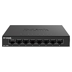 D-Link Ethernet Switch, 8 Port Gigabit Unmanaged Desktop Plug and Play Sturdy Metal Housing Fanless Design EEE Brown Box (DGS-108GL)