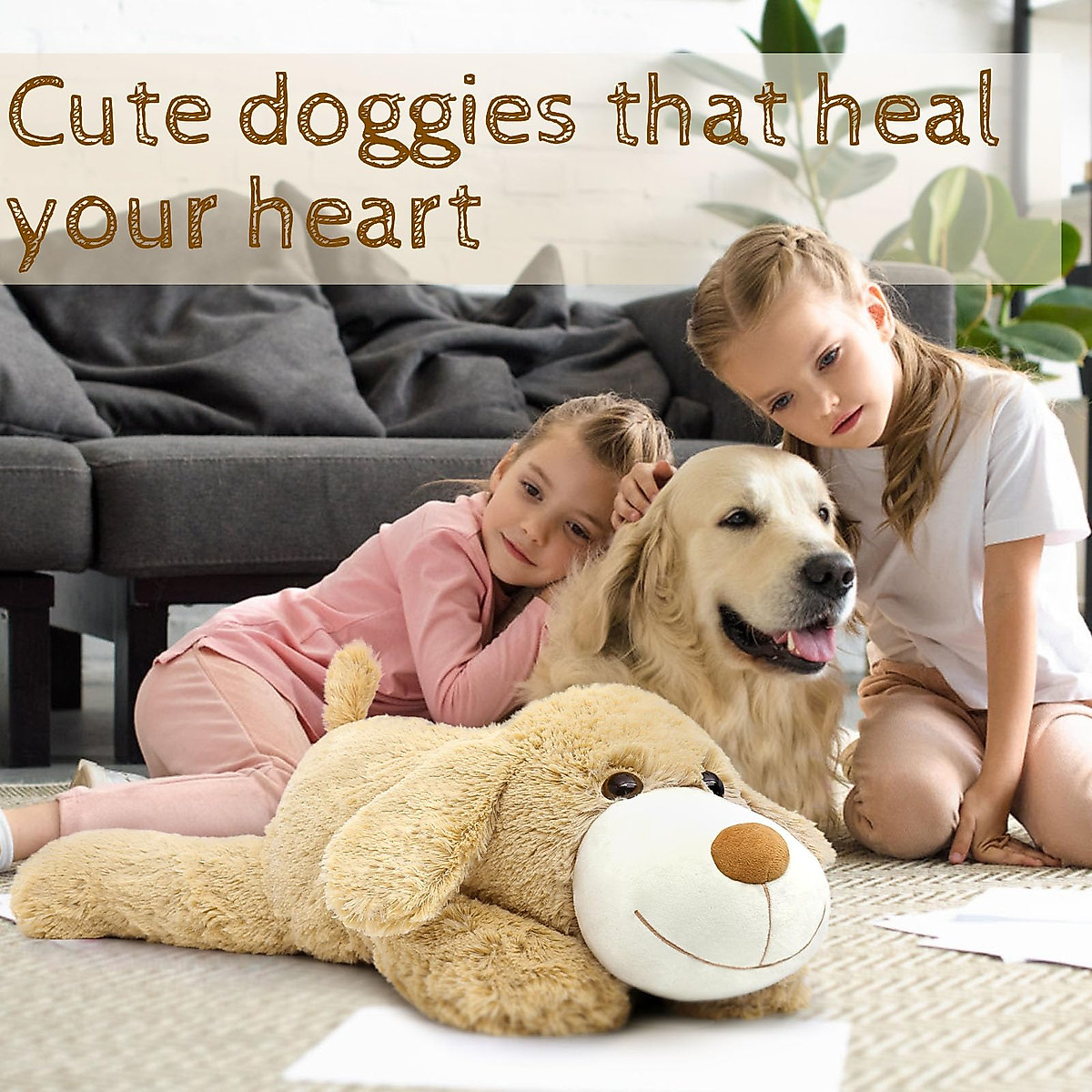 BENINY Giant Dog Puppy Stuffed Animal 32", Cute Big Stuffed Dog Body Pillow for Kids, Large Stuffed Animals Dogs Plush Toy Gift