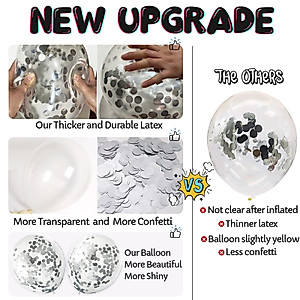 Silver Confetti Balloons, 24 Pcs Thickened 12 Inch Clear Latex Balloon with Confetti Inside for Graduation Decorations Engagement Bridal Shower Party Baby Shower Birthday Party Decoration Supplies
