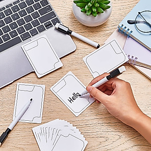 50 Pieces Multifunctional Tokens Reusable Cards Erasable Index Cards Dry Erase Cards White Blank Flash Cards with 5 Pcs Black Marker Pens for Playing Games, School, Office, Housework