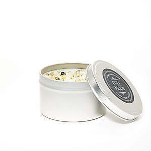 Full Moon® Candle by New Moon Beginnings - Purification & Cleansing Candle - Dried Flower, Herb, & Crystal Candles - Aromatherapy Candles - Soy Candle - 8oz Tin