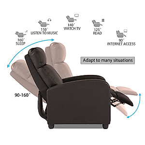 HCB Recliner Chair for Living Room Furniture Home Theater Seating Glider Chairs Modern Wingback Single Sofa PU Leather with Footrest (Brown)