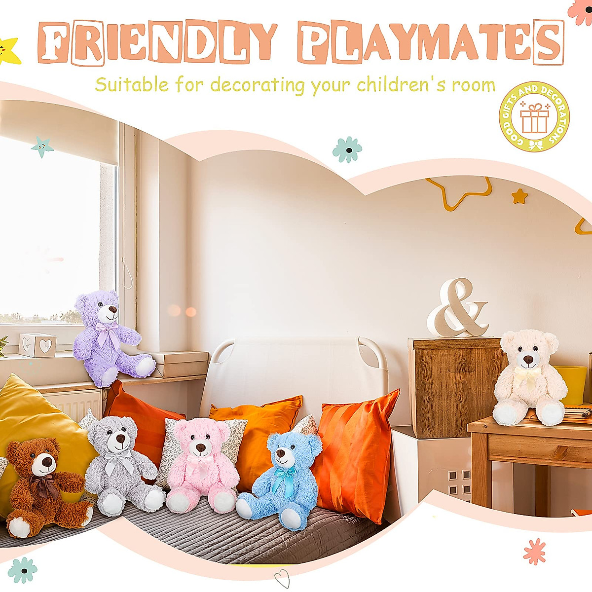 Zomiboo 7 Packs 14 Inch Plush Bear Stuffed Animals Plush Valentine Day Gift Soft Cute Stuffed Dolls Birthday Party Decorations(Cute Colors)