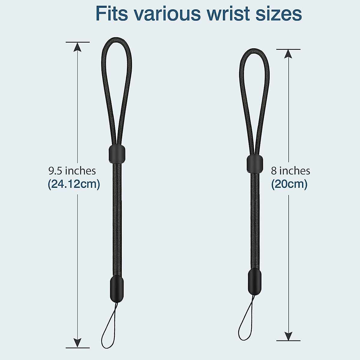 Hand Wrist Strap Lanyard, 6 Pack 9.5inch Adjustable Nylon Wristlet Straps Keychain String for Cell Phone Case Holder, AirPods Pro 2 2022, Camera, Key, GoPro, USB Drive, Ski Glove(Black)