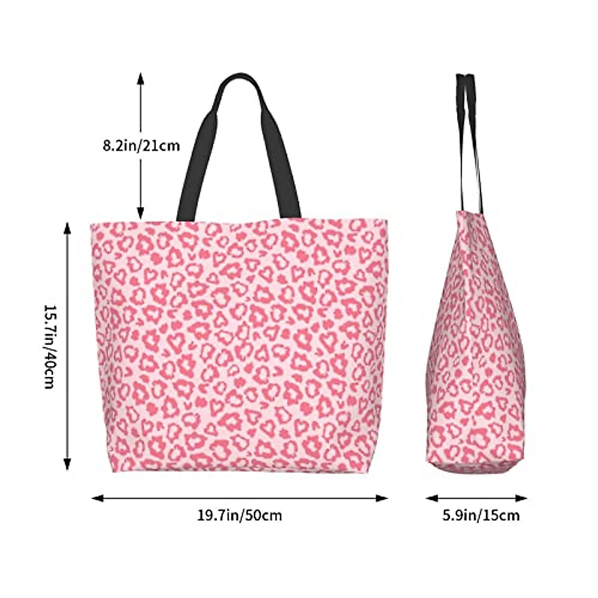 Gelxicu Cute Leopard Shoulder Tote Bags Leopard Casual Bag Shoulder Handbags Shopping Women Grocery Bags