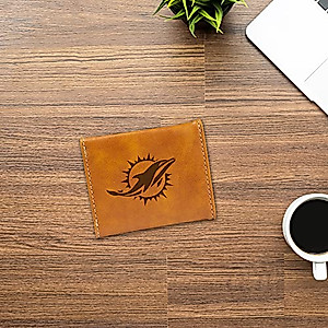 Rico Industries Laser Engraved Trifold Wallet, Miami Dolphins, Brown