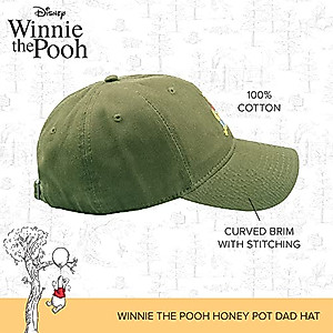 Disney Winnie The Pooh Dad Hat, Cotton Adjustable Adult Baseball Cap with Curved Brim, Olive, One Size