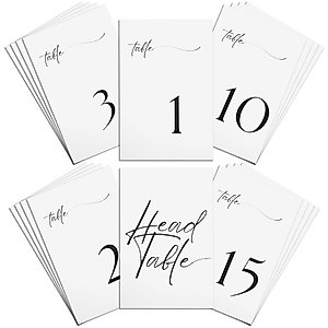 Wedding Table Numbers 1-30 Cards - Perfect for Wedding Reception, Banquets, and Special Occasions, Set Includes Numbers 1-30 and Head Table, Durable Double-Sided 6x4 inch Cards by Daivers