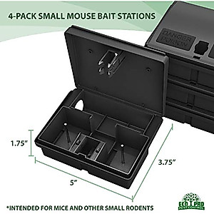 Mouse Bait Station | 4-Pack Indoor & Outdoor Mouse Bait Stations | Bait (Not Included) is Secured by Lock & Key | Pet & Child-Safe Alternative to Mouse Traps | for Mice Only - by Eco Pro Pest Control