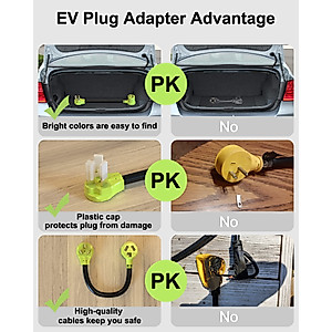 Dryer Adapter 3 Prong to 3 Prong, NEMA 10-50P Male to 10-30R Female Adapter, 1.5FT 3 Prong Dryer Adapter Plug for 50 Amp and 30 Amp, RV EV Generator Stove Plug Adapter STW 10/3 AWG(125/250V)
