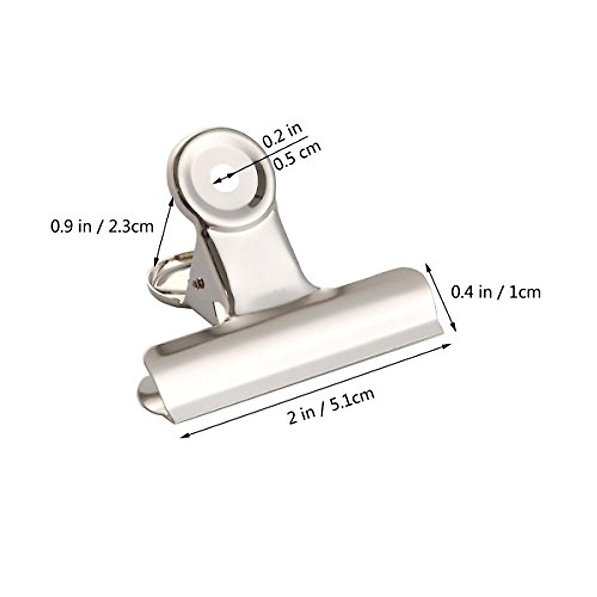 Coideal Large Metal Hinge Clips - 20 Pack 2 Inch Silver Bull Binder Paper Clip Clamp for Office Pictures Photos, Kitchen Food Bags (51mm)