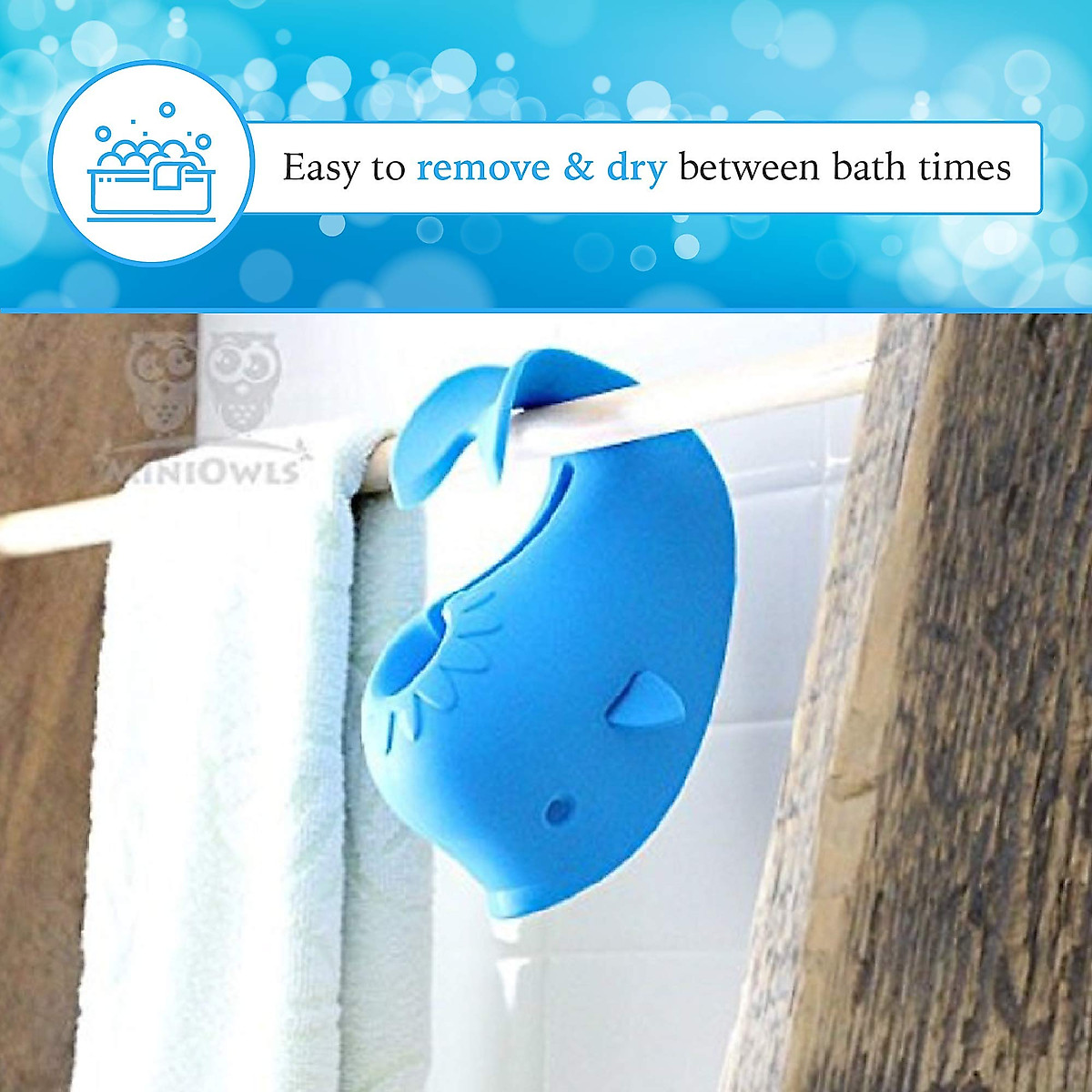 Aurelie Silicone Whale Tub Faucet Cover for Kids, Protective Baby Safety Products for the Bathtub Spout, Blue