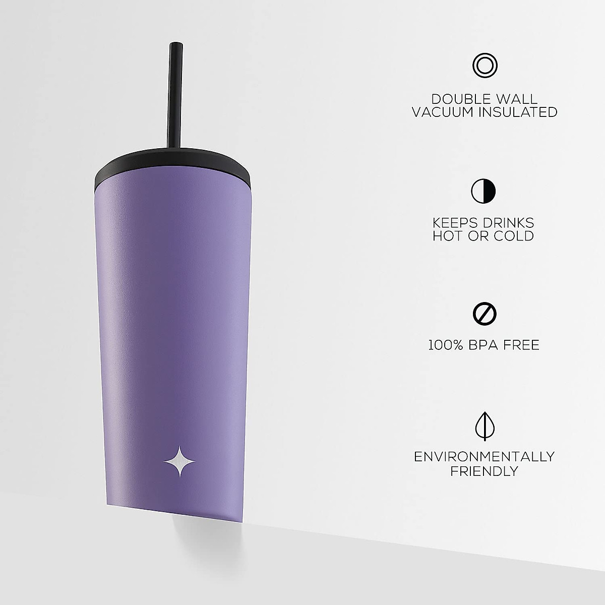 JoyJolt Vacuum Insulated 24 oz Tumbler with Lid and Straw (2 Each) Vacuum Double Wall Stainless Steel Tumbler, Copper Lined for 12Hr Hold/Cold Drinks. Leakproof Water Bottle, Tea or Iced Coffee Cup