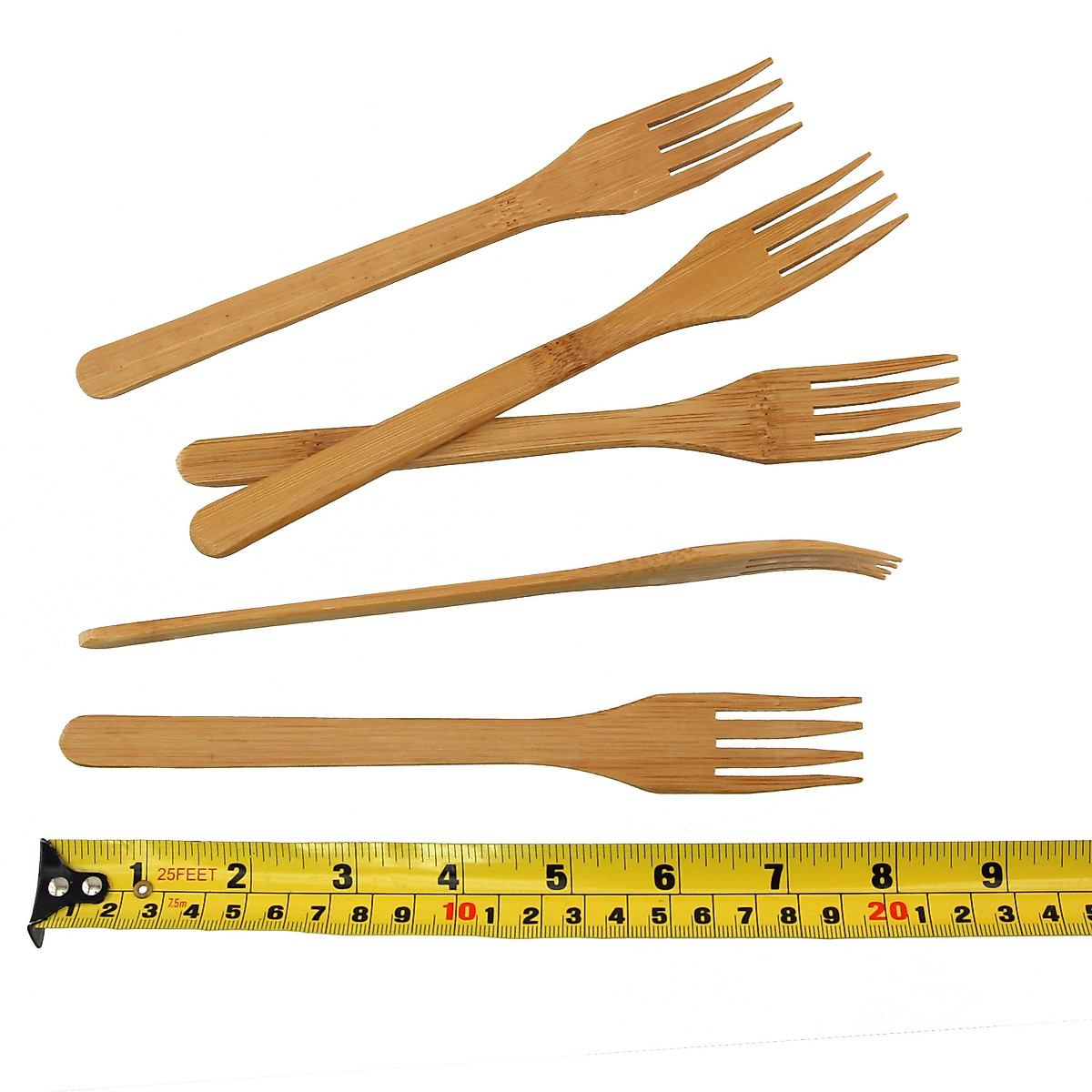 BambooMN Premium Solid Bamboo Dinner Fork 8" - All Natural Reusable Dinnerware - 100 pcs