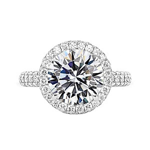 Riya Gems 7 CT Round Moissanite Engagement Ring 10K 14K 18K Solid Gold Moissanite Diamond Ring 925 Sterling Silver Solitaire Engagement Ring Wedding Ring for Women (7.5)