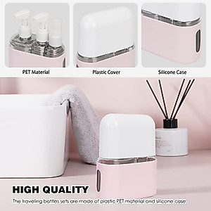 Unaone Travel Bottles Set for Toiletries, 3 in 1 Travel Container Leak Proof Plastic Refillable Travel Bottles Set, Travel Accessories Kits for Shampoo Lotion Liquids, Pink