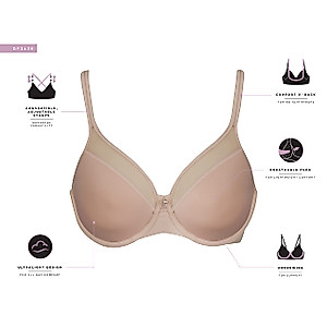 Bali Women's One Smooth U Ultra Light Illusion Neckline Underwire Bra, Nude,36B